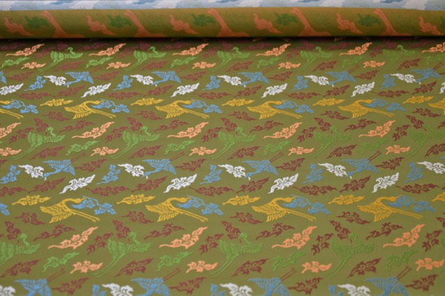 金襴 正絹 雲鶴錦 萌黄 Oriet Kyoto ～ネットで買える織物屋さん～
